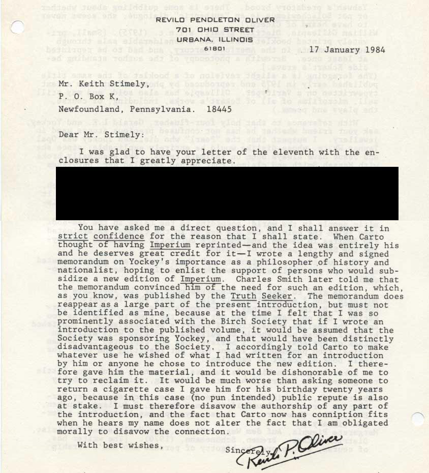 Introduction to Imperium – Revilo P. Oliver